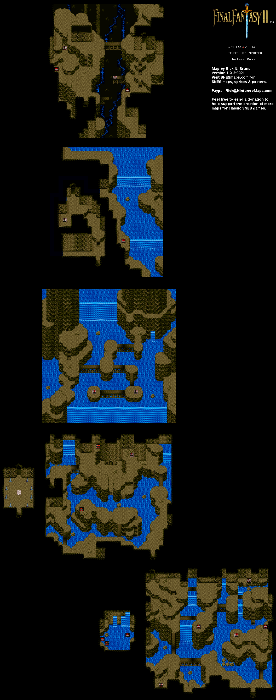 Final Fantasy II 2 (IV 4) - Watery Pass Super Nintendo SNES Map BG